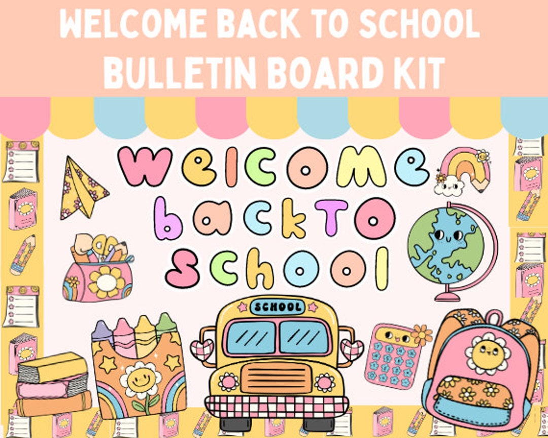Groovy Pastel Back to School Bulletin Board Kit L Groovy Classroomtheme ...
