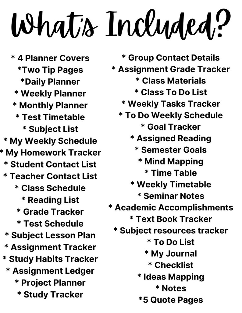 Printable Student Planner: Executive Functioning Assignment - Etsy