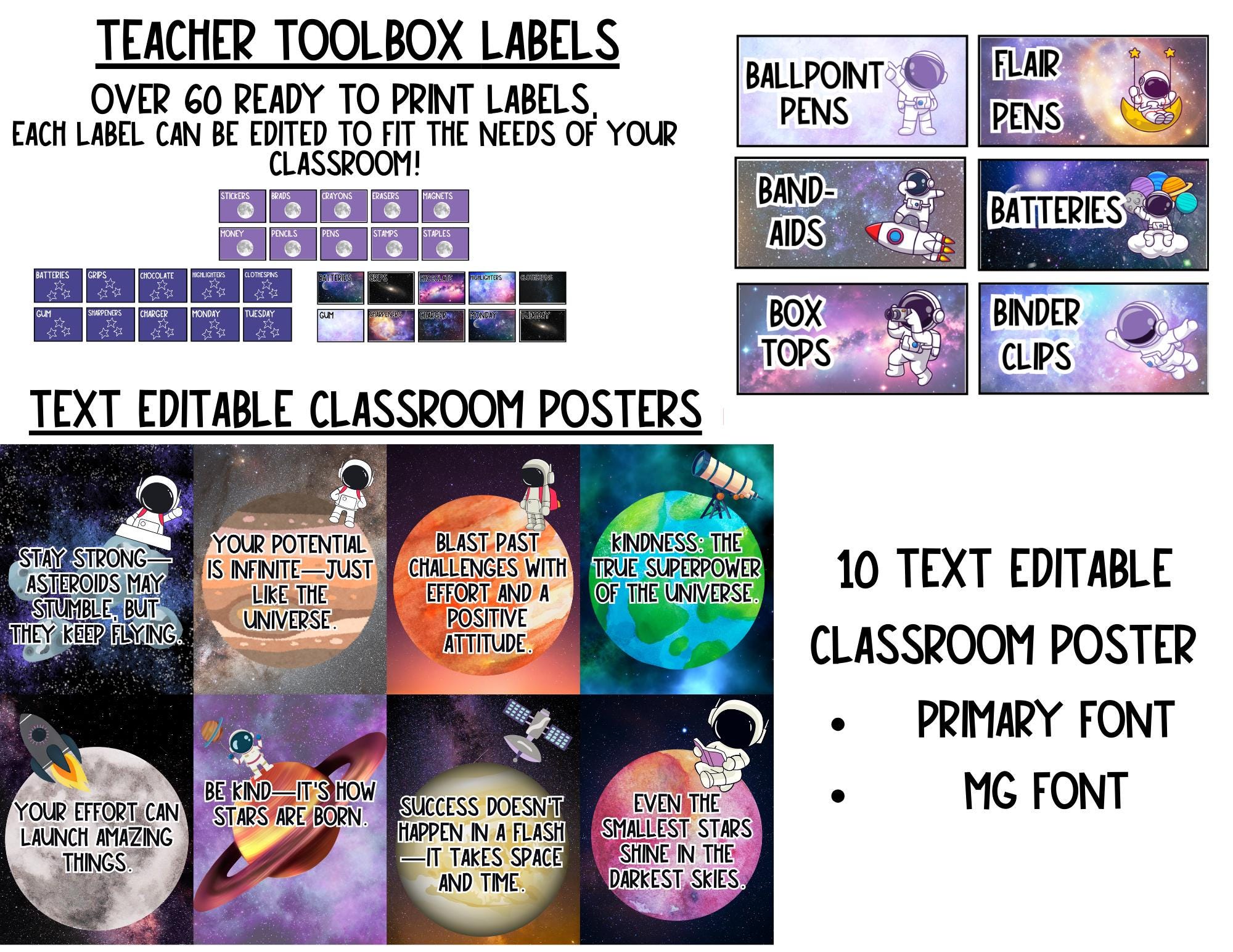 Space Classroom Bulletin Board Bundle | Outer Space Bulletin Board Kit ...