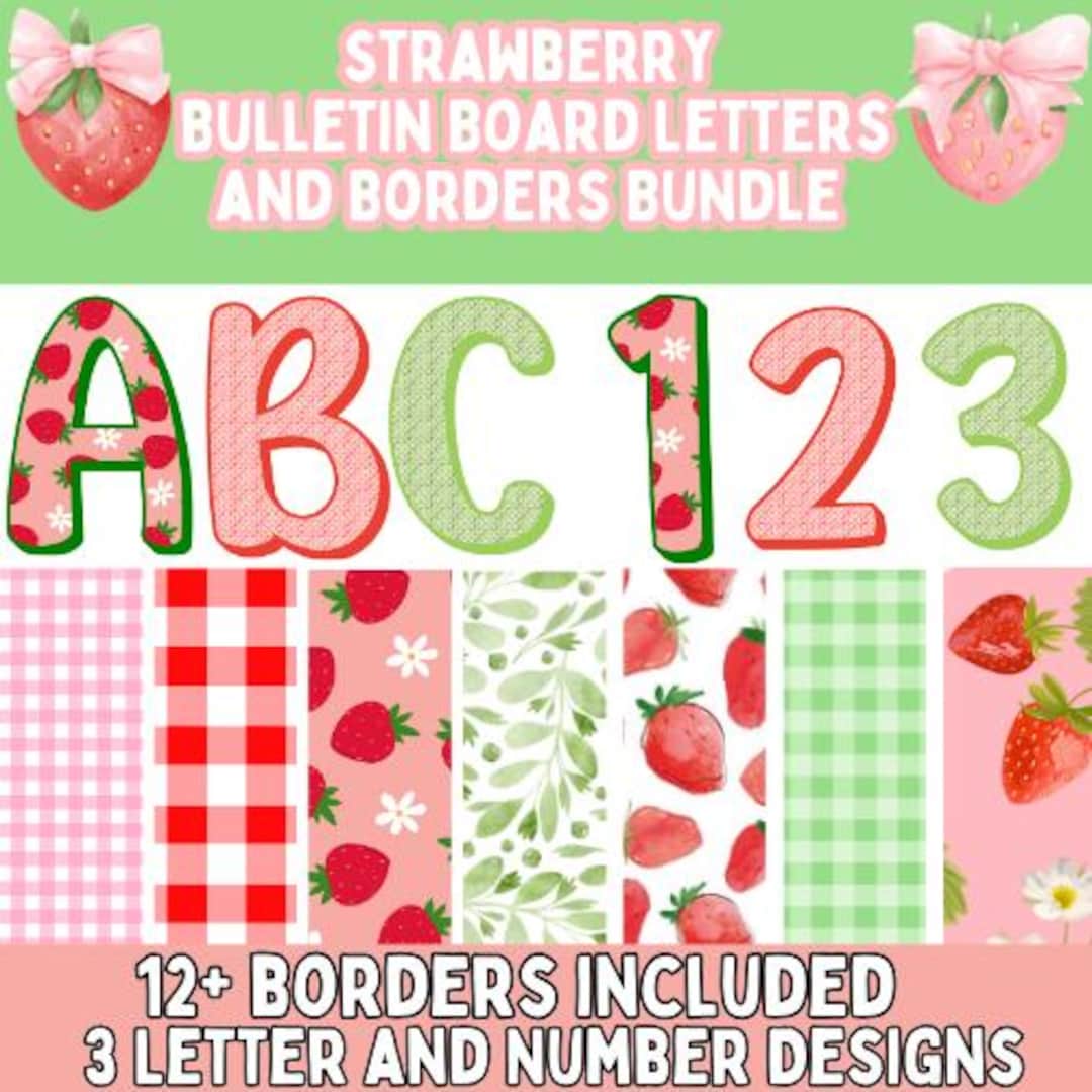 Strawberry Bulletin Board Letters and Borders L Strawberry Classroom ...