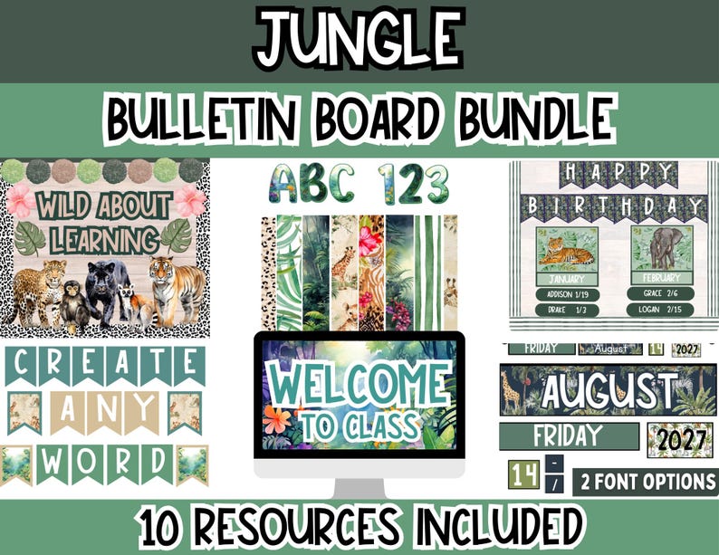 Jungle Bulletin Board Bundle | Safari Classroom Decor | Editable ...