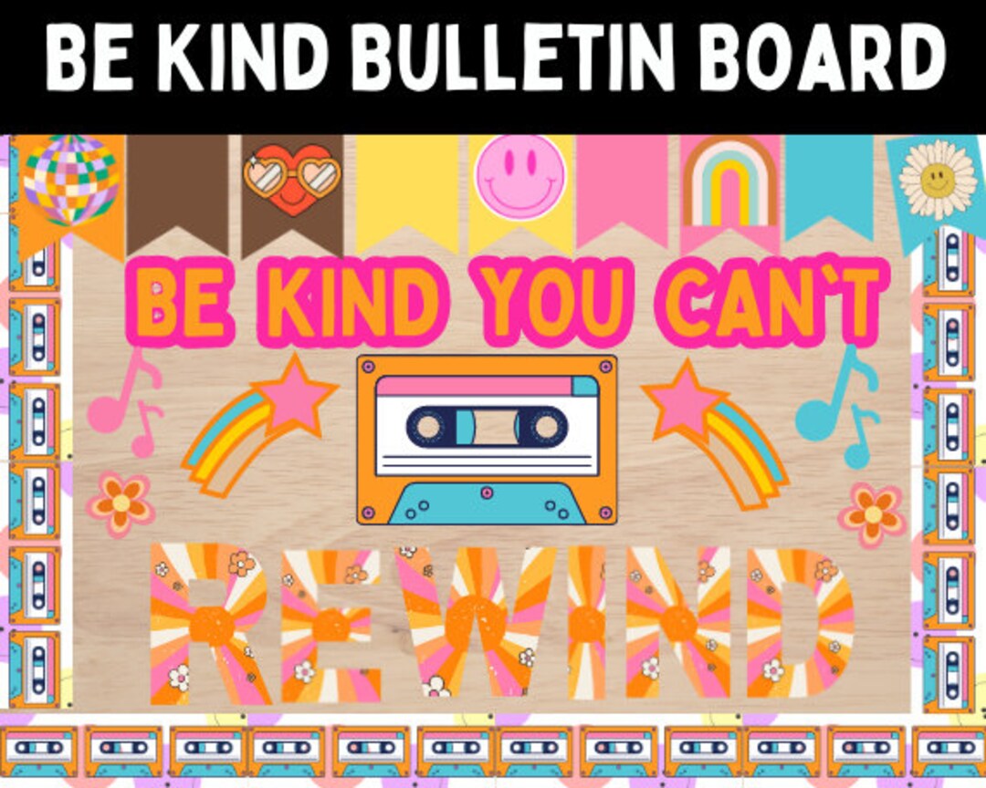 Back to School Bulletin Board Kit L Retro Be Kind Bulletin Board Set L ...