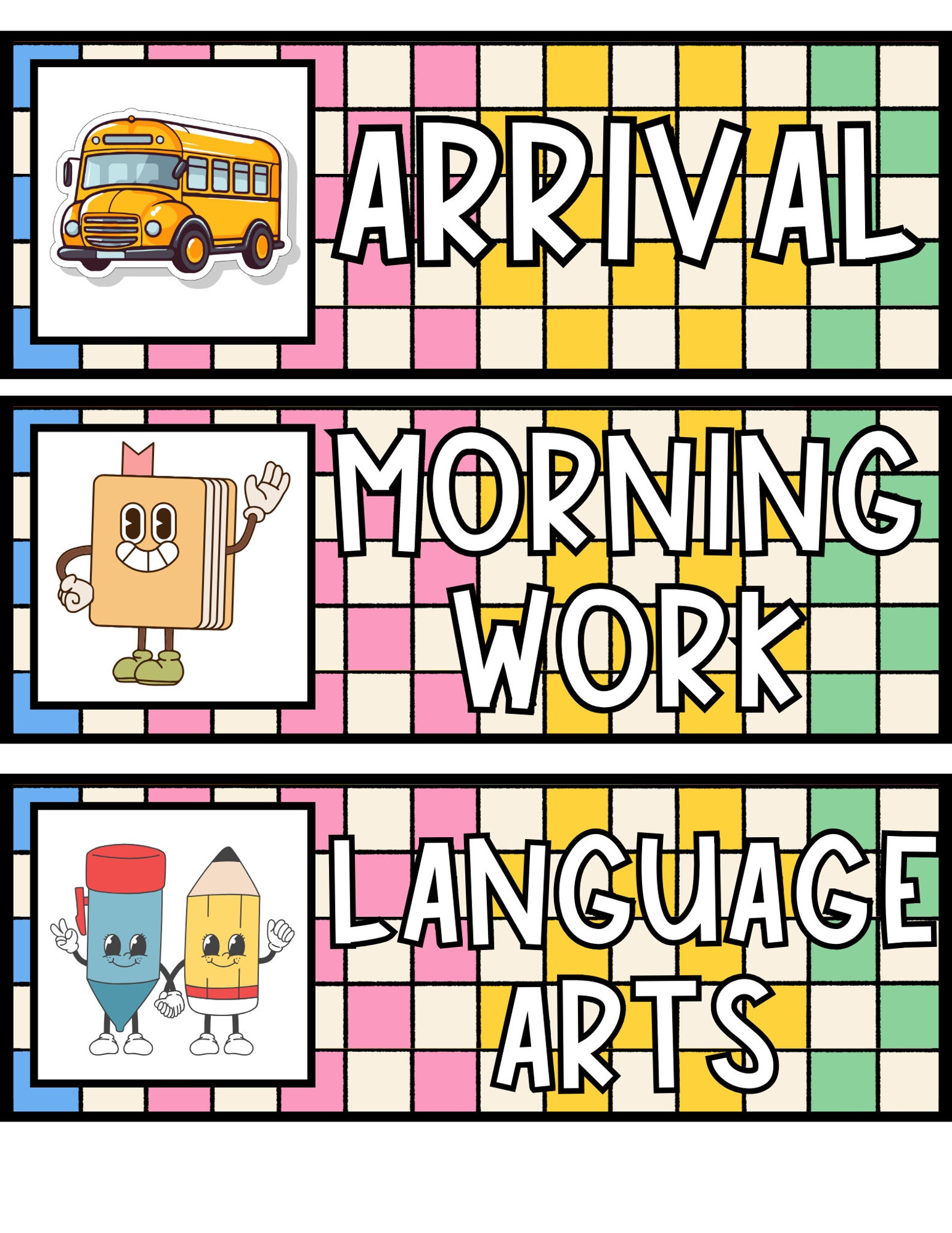 Groovy Classroom Schedule Set L Retro Classroom Daily Schedule Display ...