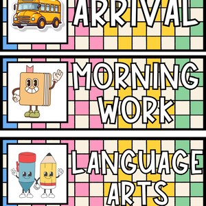 Groovy Classroom Schedule Set L Retro Classroom Daily Schedule Display ...