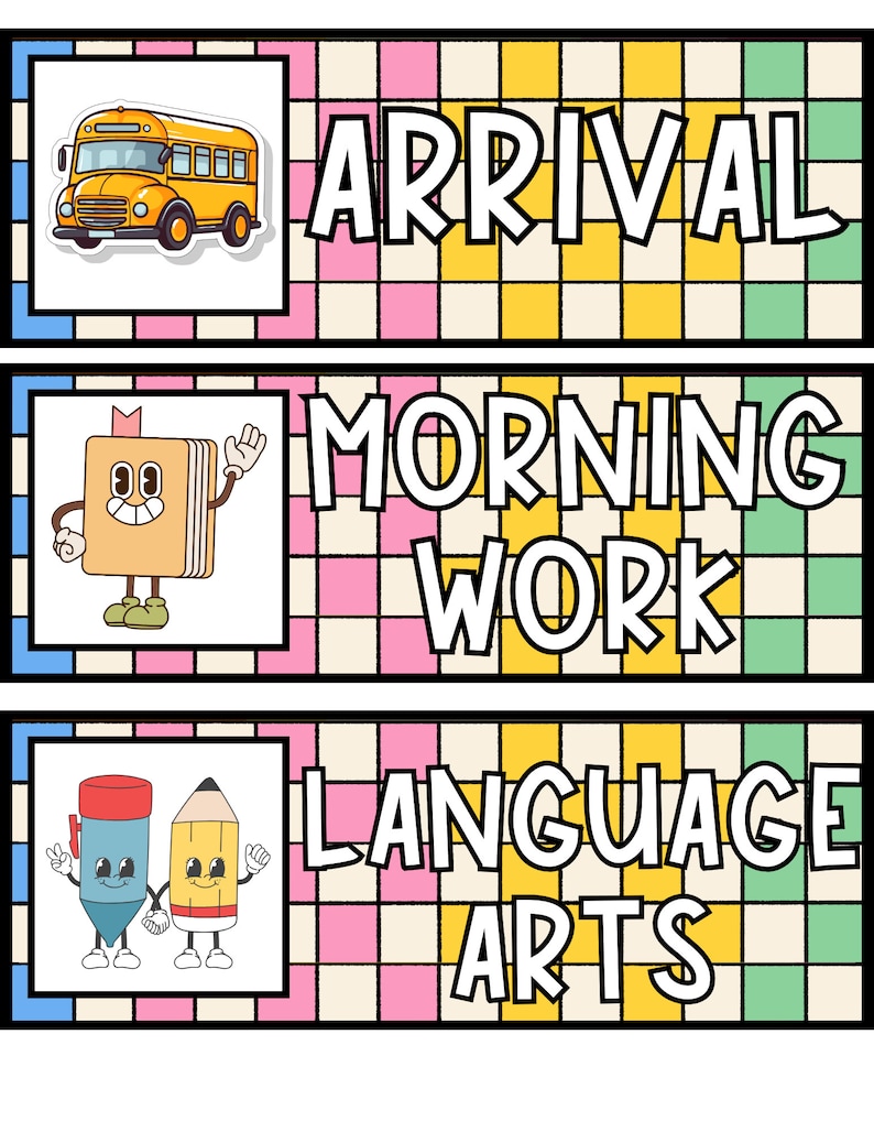 Groovy Classroom Schedule Set L Retro Classroom Daily Schedule Display ...