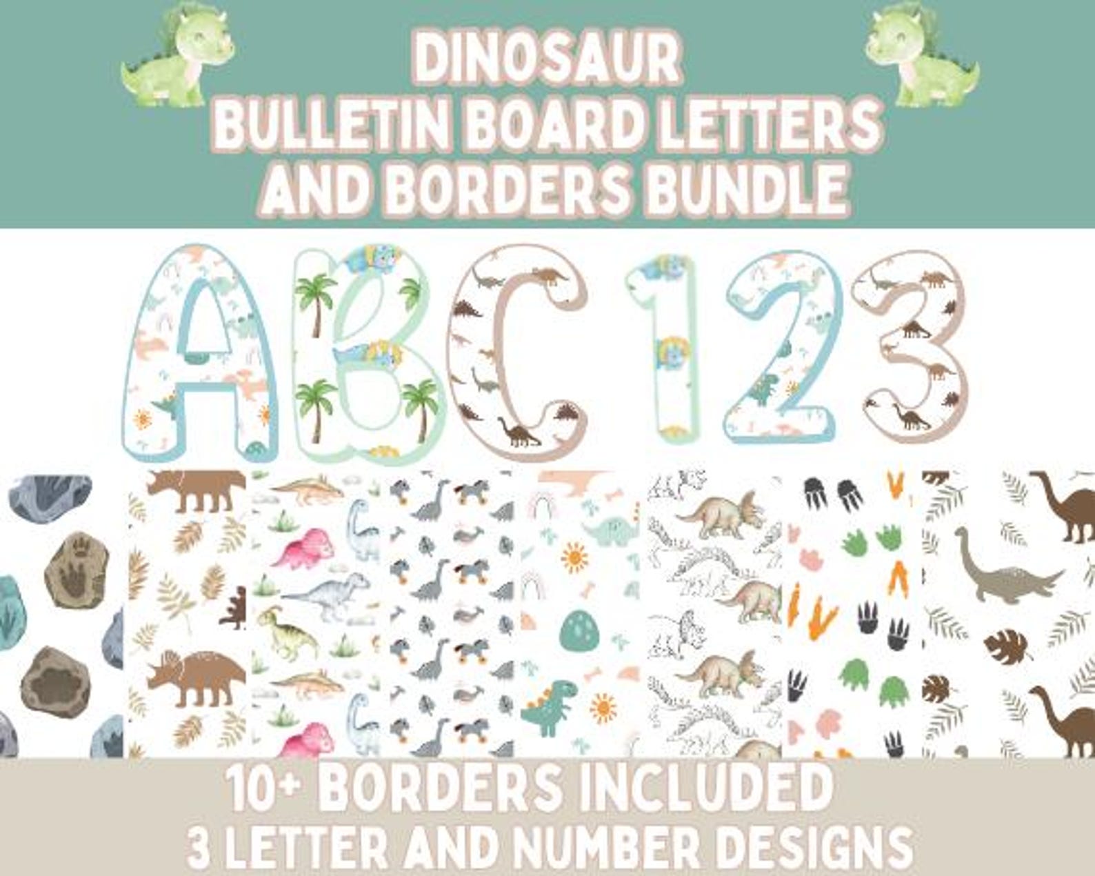 Dinosaur Bulletin Board Letters and Borders L Dinosaur Door Decor L ...