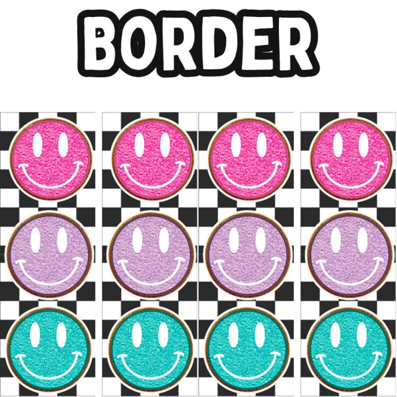 Retro Bulletin Board Kit L Smiley Face Class Door Decor L Elementary ...