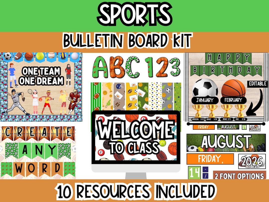 Sports Bulletin Board Bundle | Editable Printable Classroom Decor | All ...