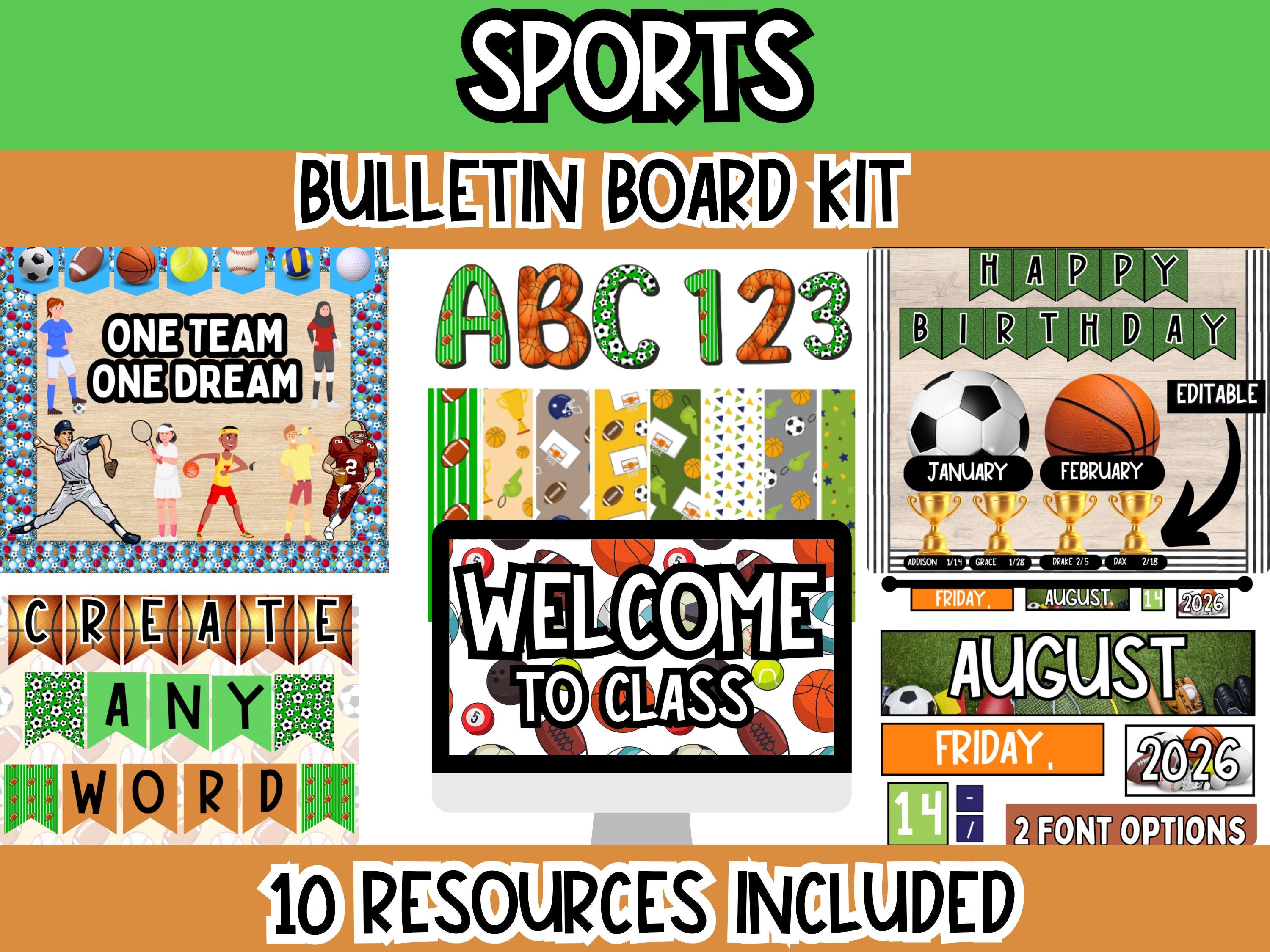 Sports Bulletin Board Bundle | Editable Printable Classroom Decor | All ...