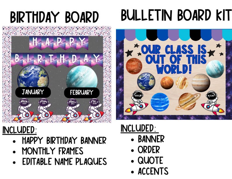 Space Classroom Bulletin Board Bundle | Outer Space Bulletin Board Kit ...