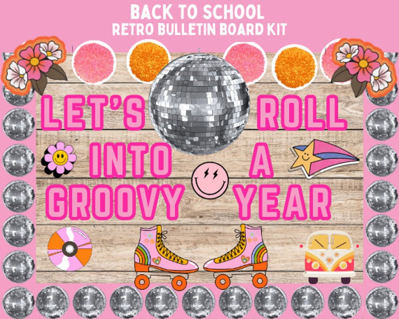 Retro Bulletin Board Kit Bundle for ENTIRE YEAR Disco Class Theme Decor ...