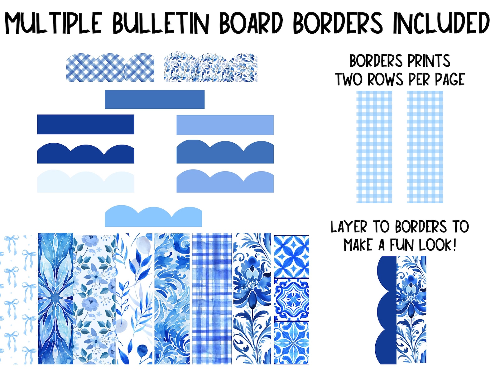 Blue Floral & Mosaic Bulletin Board Bundle | Editable Classroom Decor ...