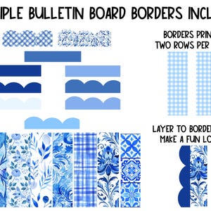Blue Floral & Mosaic Bulletin Board Bundle | Editable Classroom Decor ...