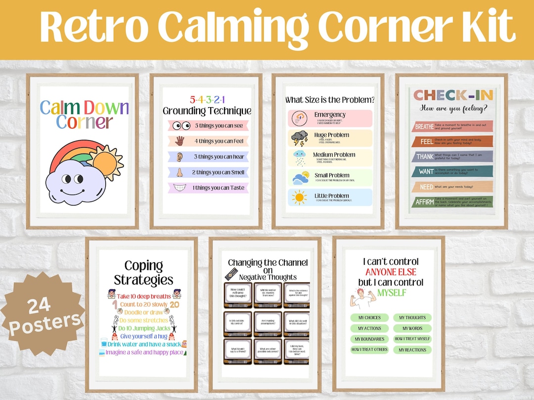 24 Calming Corner Classroom Retro Calm Down Printable Decor Wall Art ...