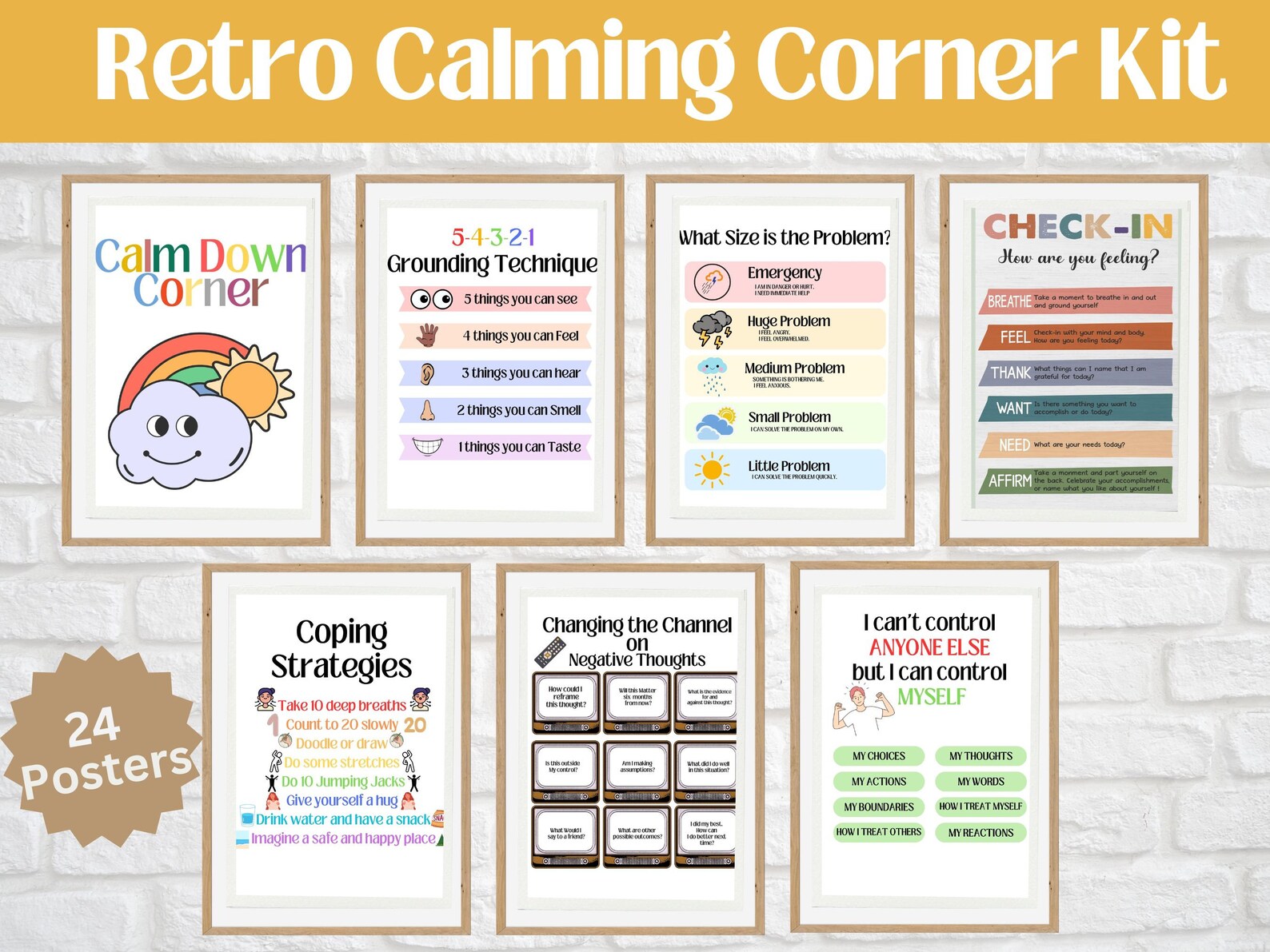 24 Calming Corner Classroom Retro Calm Down Printable Decor Wall Art ...