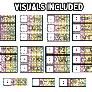 Groovy Classroom Schedule Set L Retro Classroom Daily Schedule Display ...