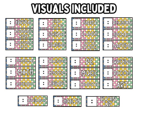 Groovy Classroom Schedule Set L Retro Classroom Daily Schedule Display ...