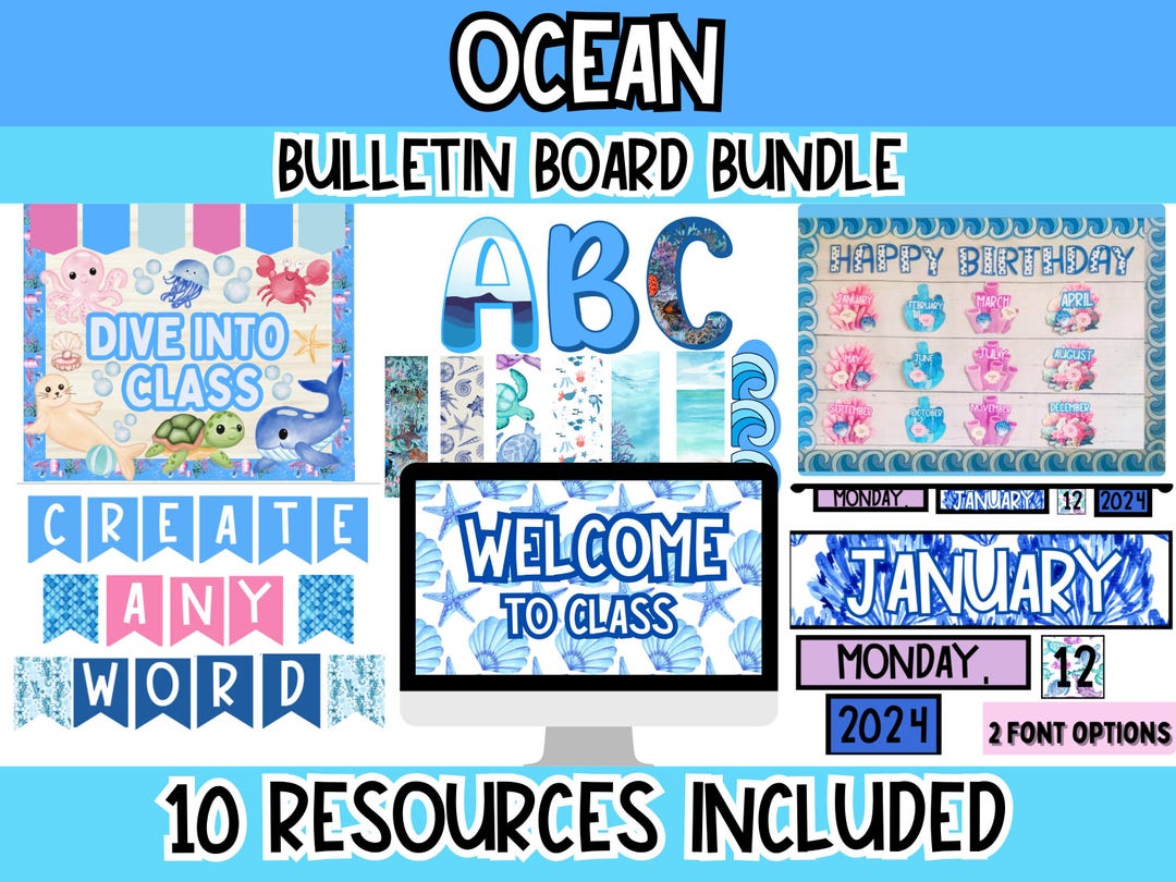 Ocean Bulletin Board Bundle | Editable Under the Sea Classroom Decor ...