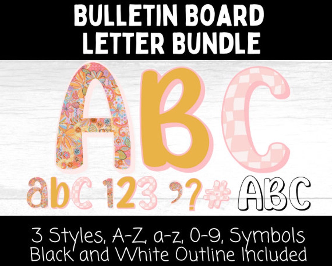 Retro Classroom A-Z Bulletin Board Letters, Punctuation, and Numbers ...