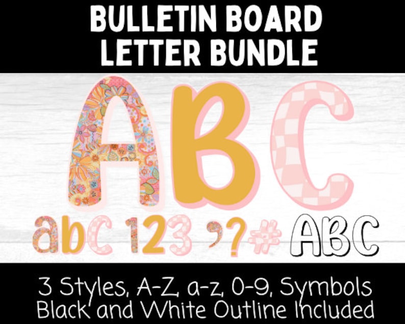 Retro Classroom A-Z Bulletin Board Letters, Punctuation, and Numbers ...