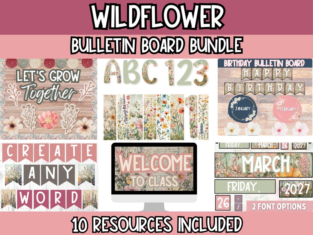 Wildflower Bulletin Board Bundle | Editable Classroom Decor | Floral ...