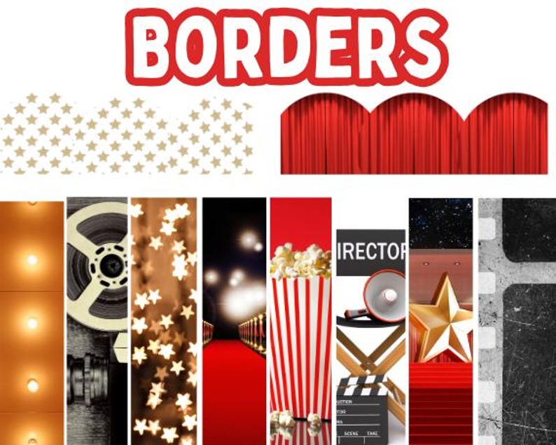 Hollywood Bulletin Board Letters and Borders L Hollywood Door Decor L ...