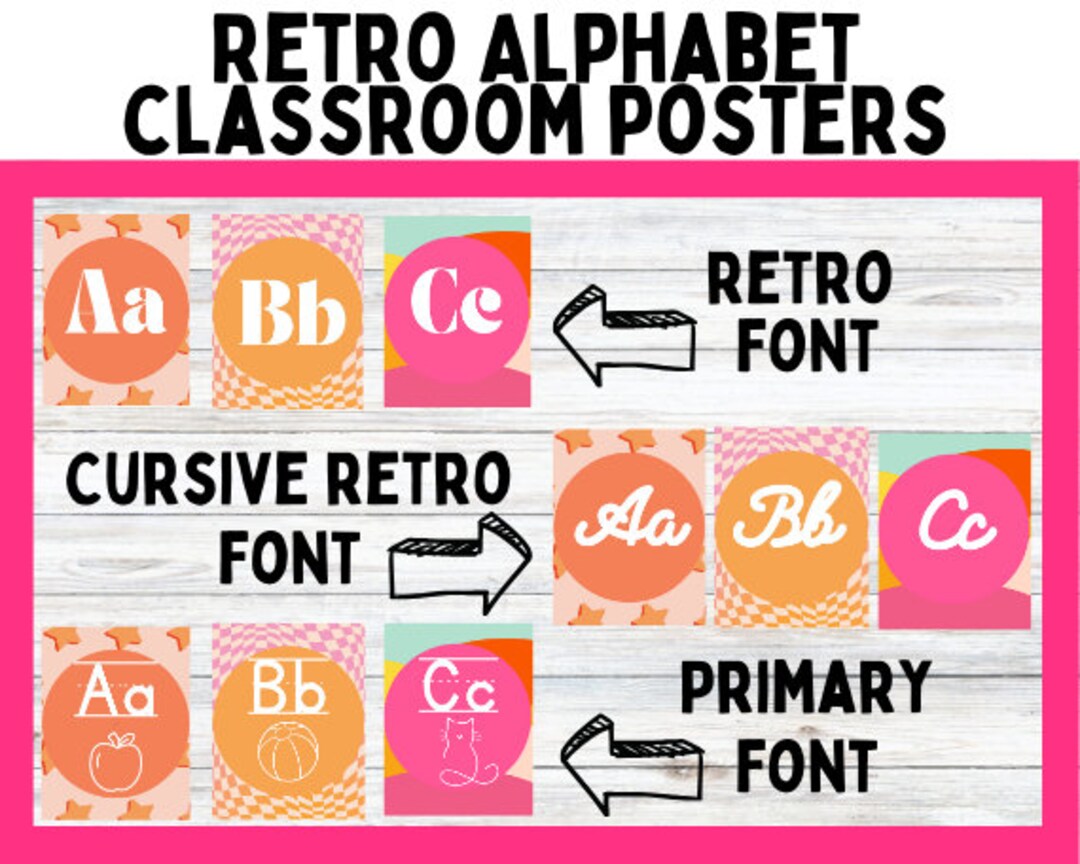 Retro Classroom Alphabet Posters L Groovy Posters for Classroom Decor L ...