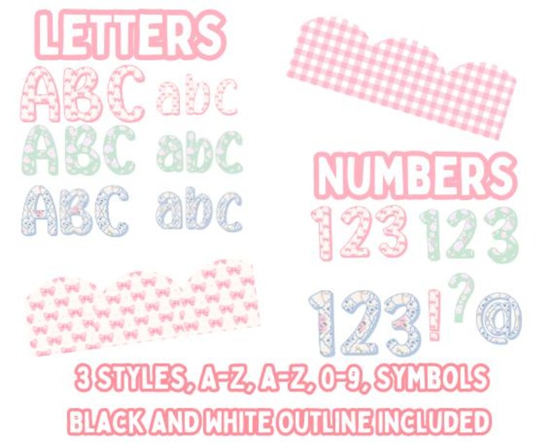 Pastel Bow Bulletin Board Letters and Border L Coquette Door Decor L ...