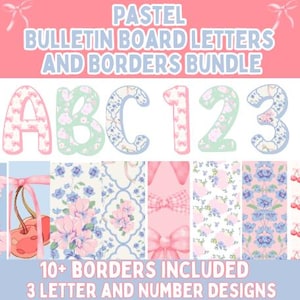 Pastel Bow Bulletin Board Letters and Border L Coquette Door Decor L ...