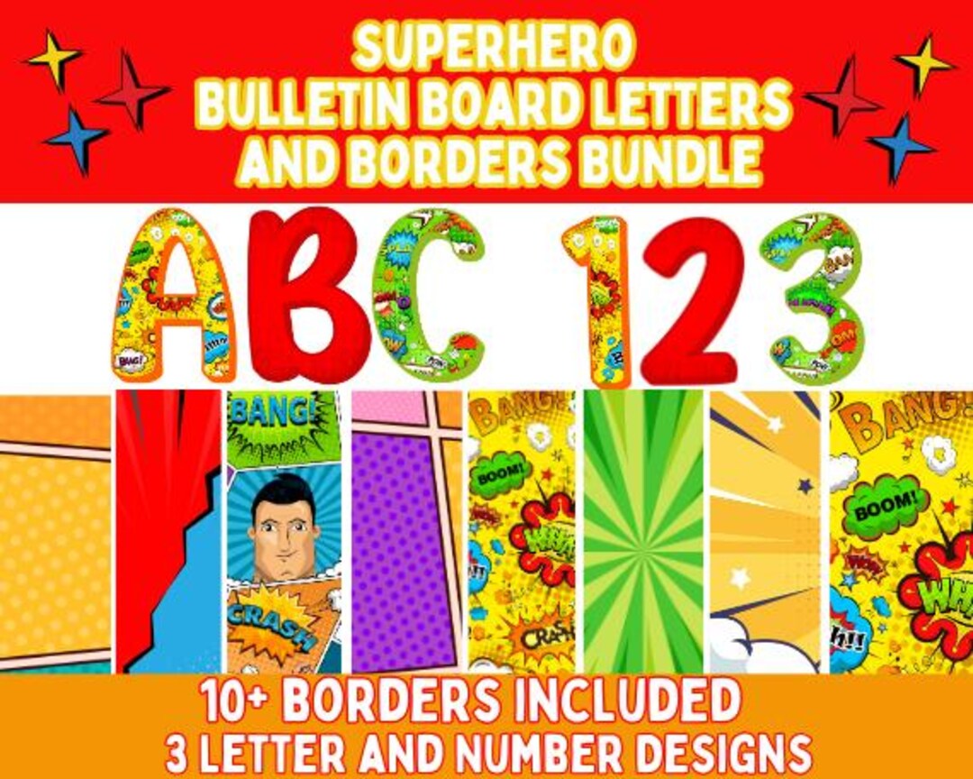 Superhero Bulletin Board Letters and Borders L Superhero Door Decor L ...