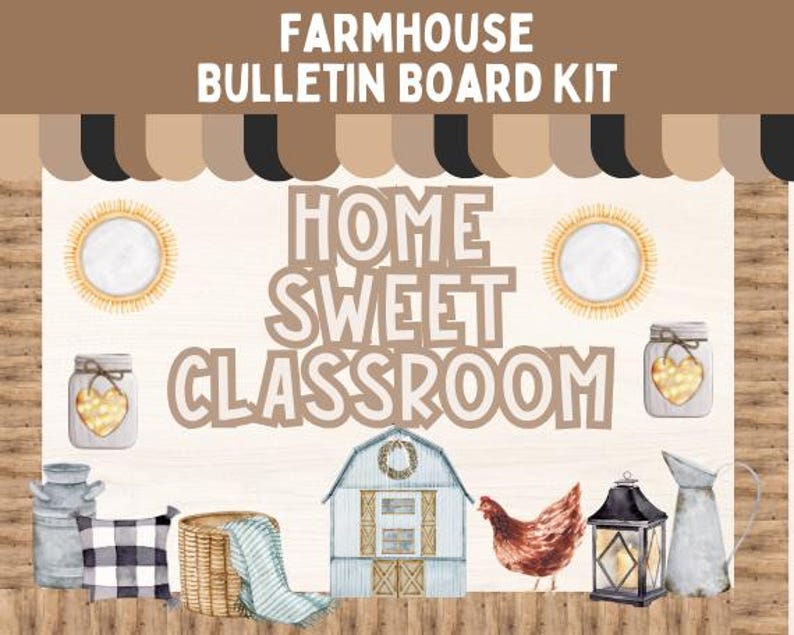 Farmhouse Bulletin Board Kit L Farmhouse Bulletin Board Set L Farmhouse ...