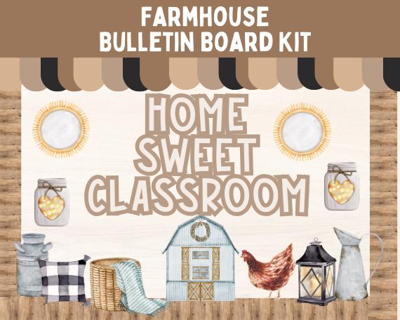 Farmhouse Bulletin Board Kit L Farmhouse Bulletin Board Set L Farmhouse ...