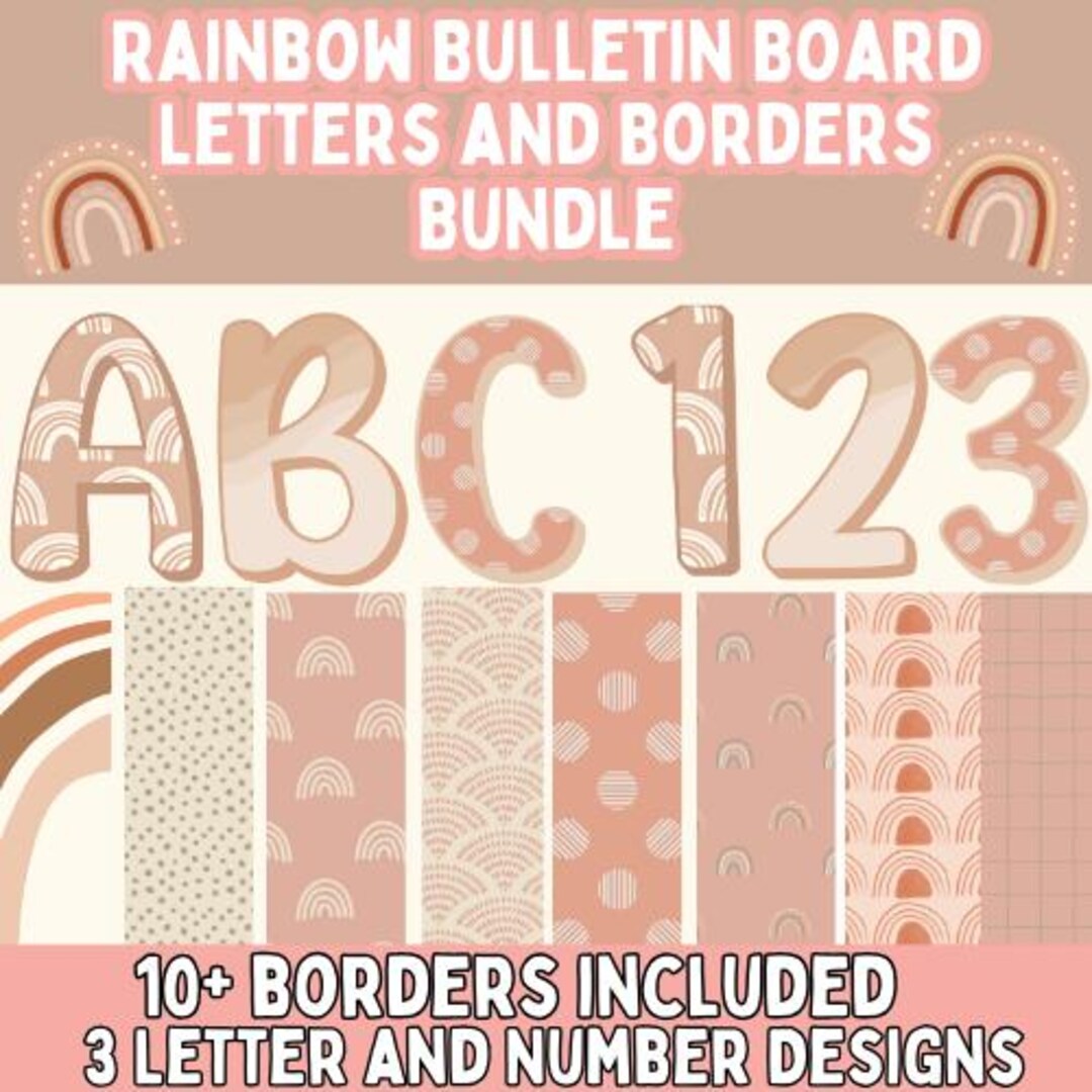 Rainbow Bulletin Board Letters and Borders L Boho Rainbow Door Decor L ...