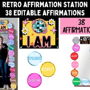Retro Classroom Affirmation Station L Groovy Student Affirmation for ...