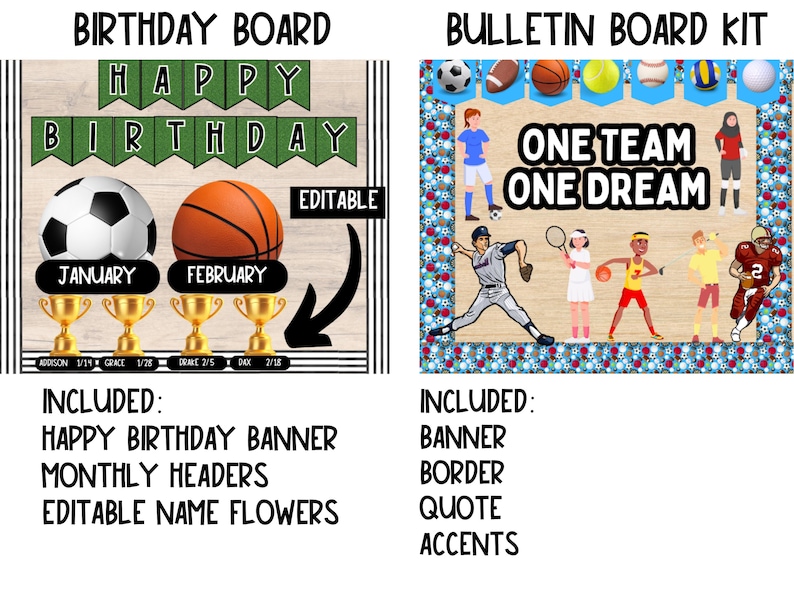 Sports Bulletin Board Bundle | Editable Printable Classroom Decor | All ...