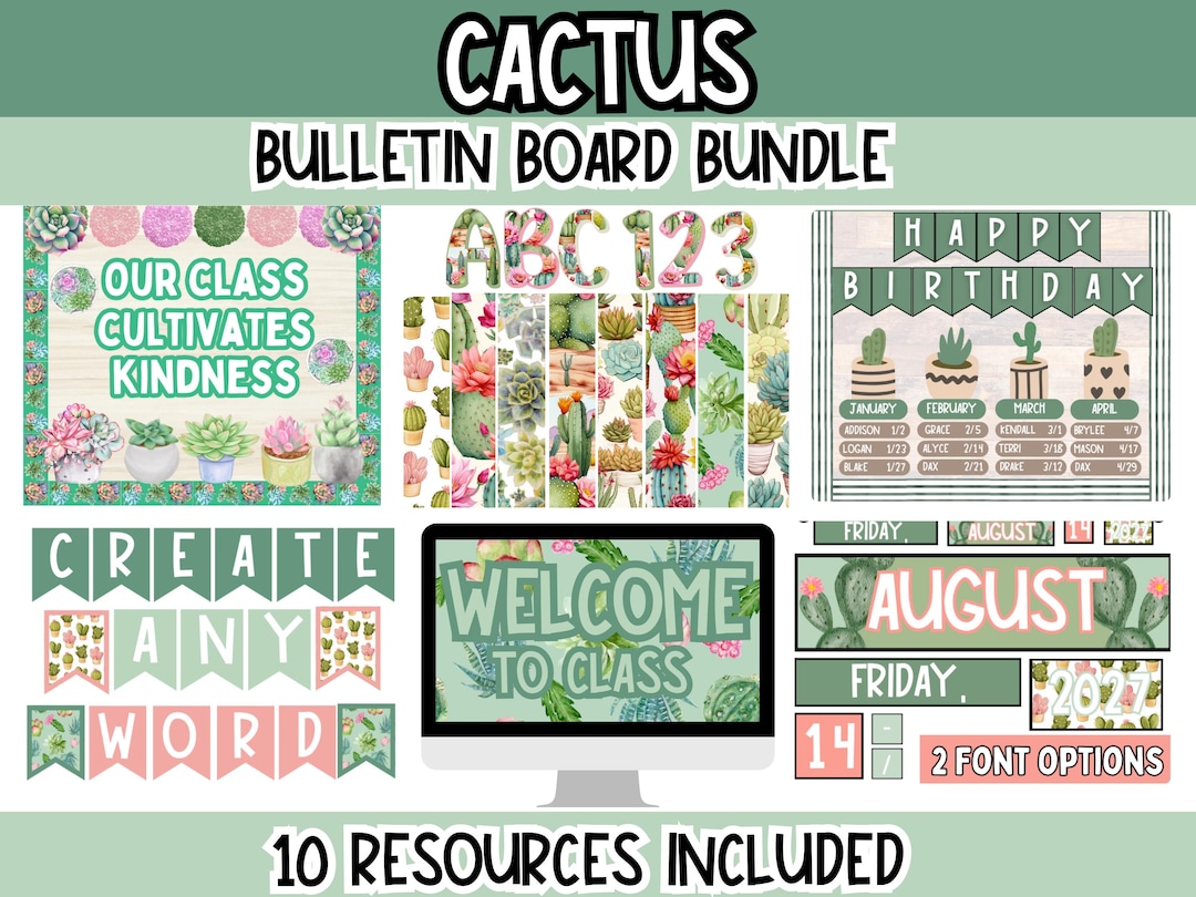 Cactus Bulletin Board Bundle | Editable Classroom Decor | Printable ...