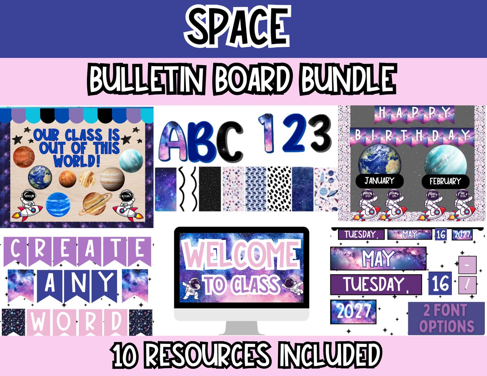 Space Classroom Bulletin Board Bundle | Outer Space Bulletin Board Kit ...