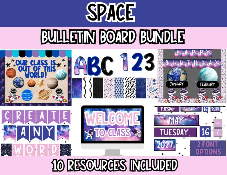 Space Classroom Bulletin Board Bundle | Outer Space Bulletin Board Kit ...