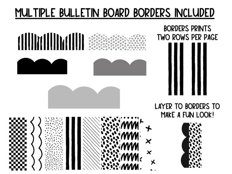 Black and White Classroom Decor Bundle | Modern Bulletin Board Letters ...