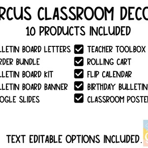 Circus Bulletin Board Bundle | Editable Classroom Decor | Big Top Theme ...