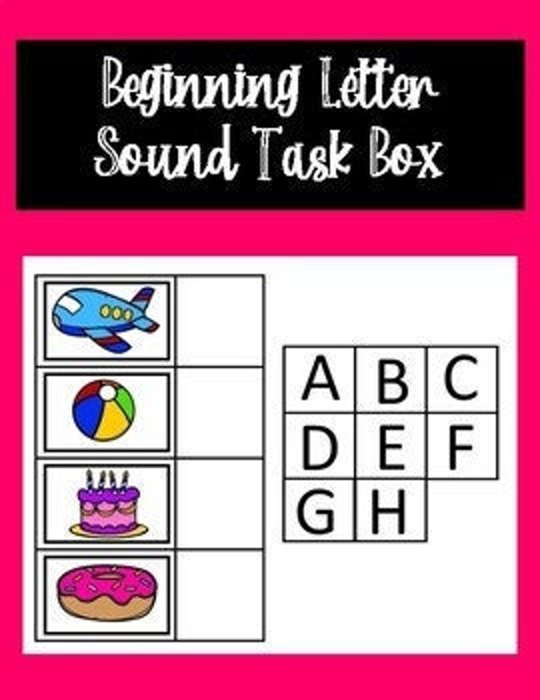 Beginning Letter Sound Task Box L Preschool Activity L Kindergarten ...