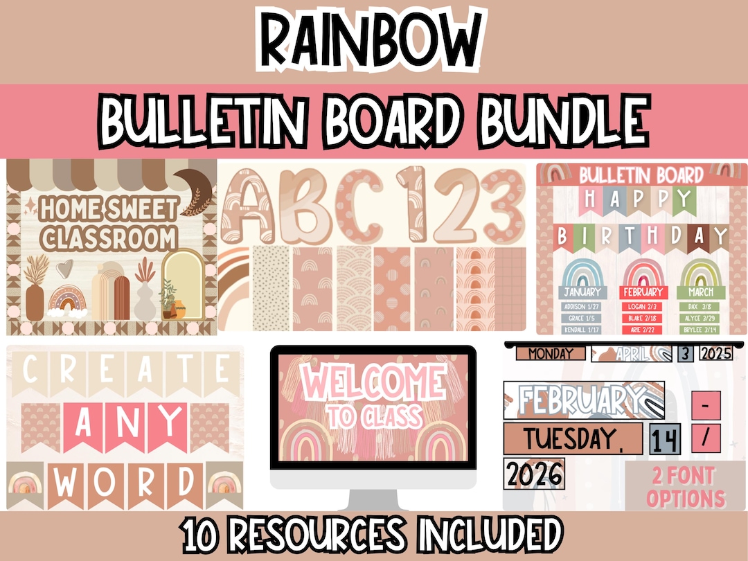 Boho Rainbow Bulletin Board Bundle | Editable Boho Classroom Decor ...