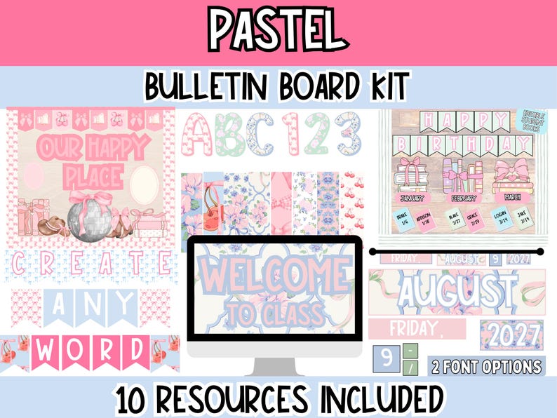 Pastel Coquette Bulletin Board Bundle | Editable Pink Bow Classroom ...