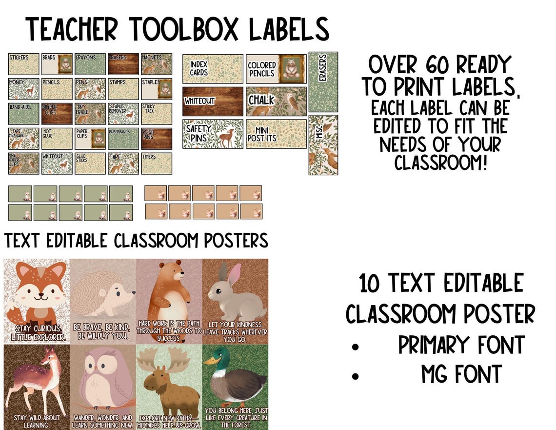 Woodland Bulletin Board Bundle | Forest Animal Classroom Decor | Rustic ...