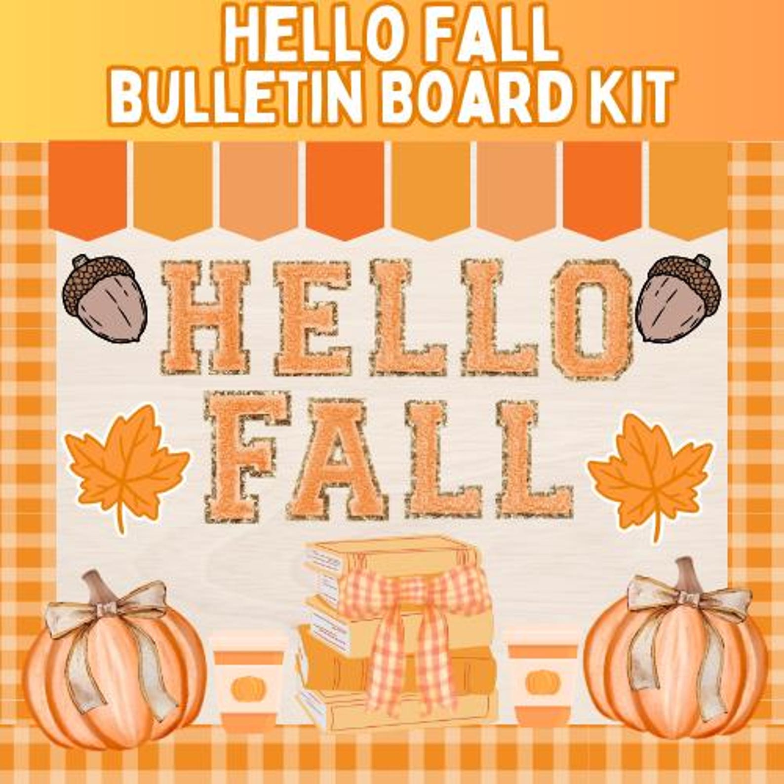 Fall Retro Bulletin Board Kit L Retro Hello Fall Bulletin Board Set L ...
