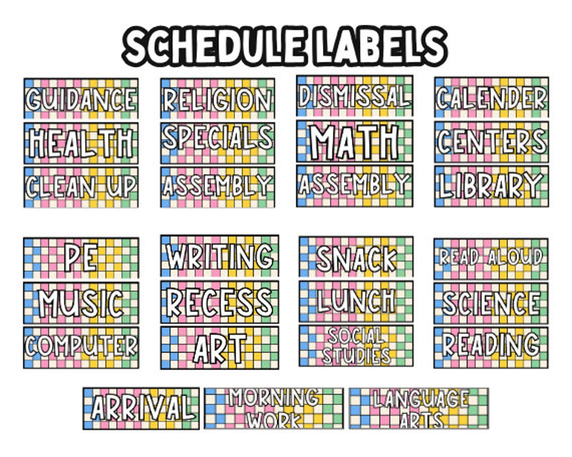 Groovy Classroom Schedule Set L Retro Classroom Daily Schedule Display ...