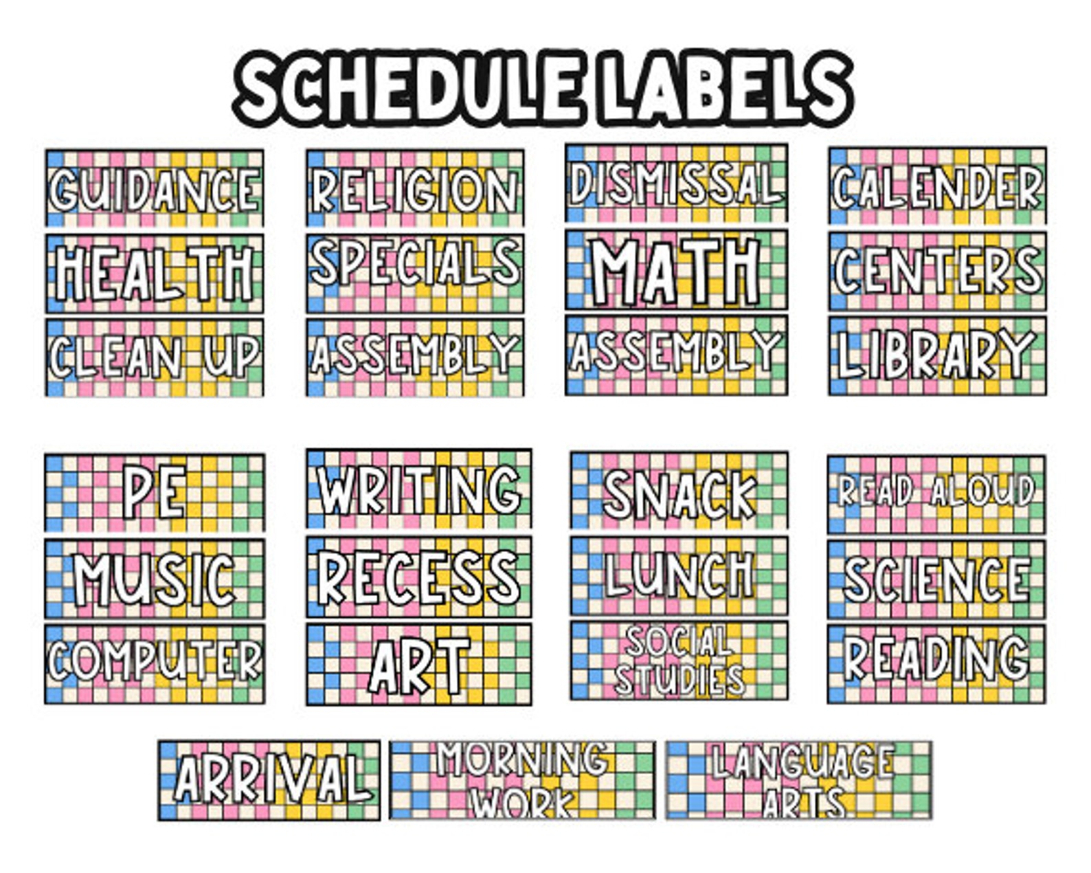 Groovy Classroom Schedule Set L Retro Classroom Daily Schedule Display ...