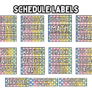 Groovy Classroom Schedule Set L Retro Classroom Daily Schedule Display ...