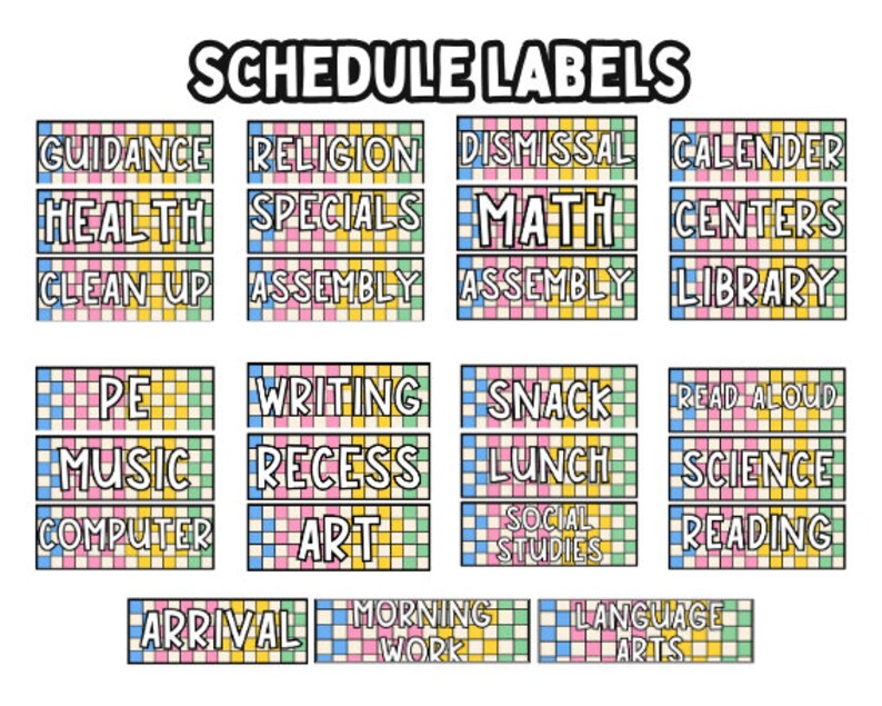Groovy Classroom Schedule Set L Retro Classroom Daily Schedule Display ...