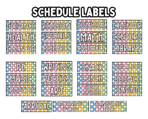 Groovy Classroom Schedule Set L Retro Classroom Daily Schedule Display ...